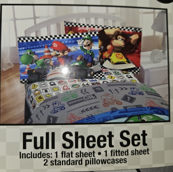 Nintendo | Bedding | Nwt Mario Kart Bed Sheet Set 2 Sheets 2 Pillow ...